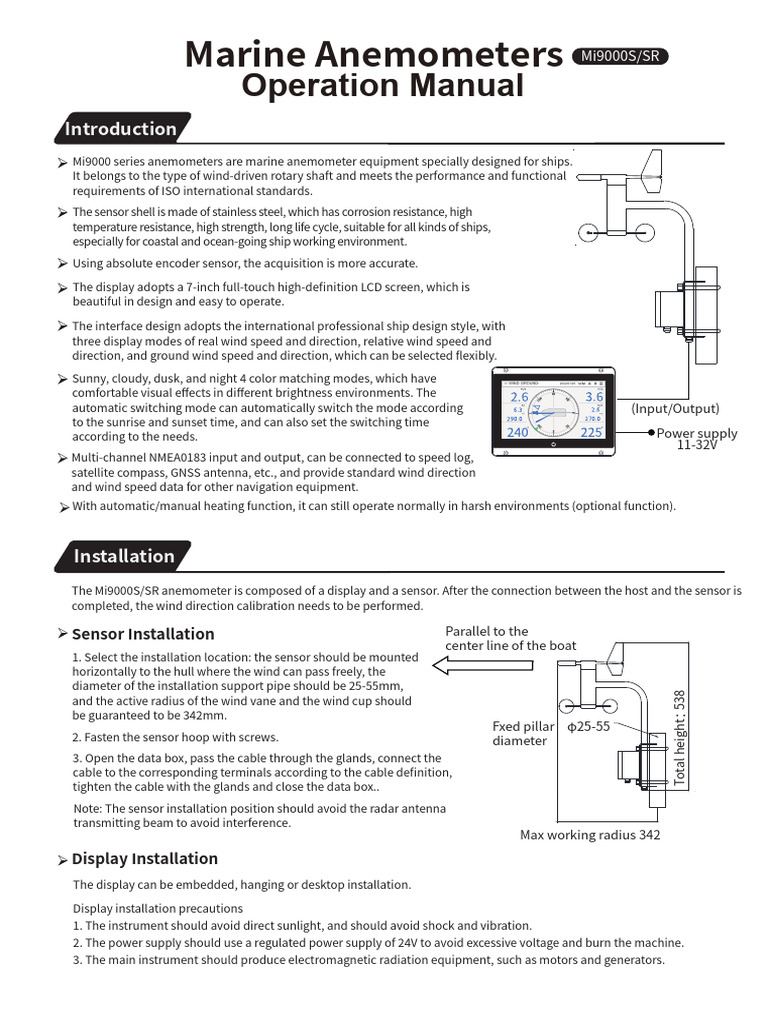Mi9000S/SR Anemometer Manual | PDF | Electricity | Electrical Engineering