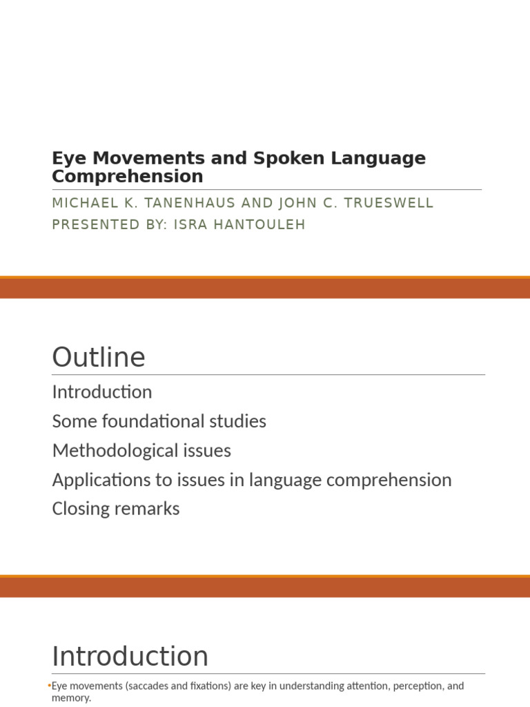 Eye Movements and Spoken Language Comprehension | PDF