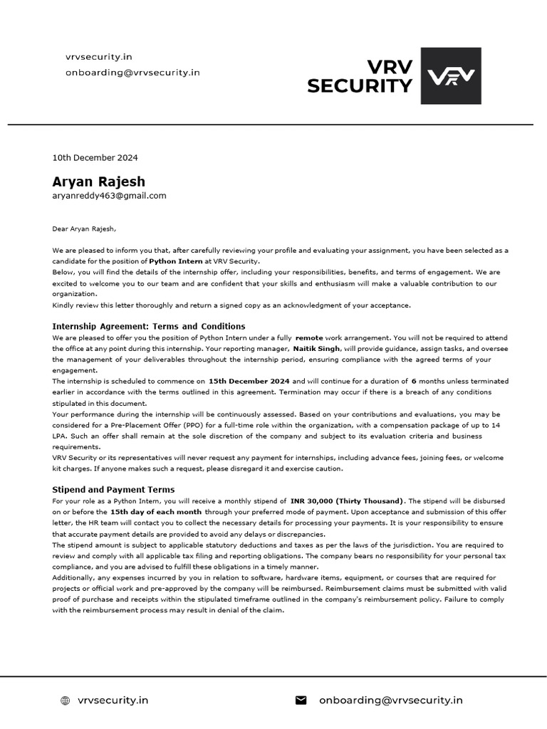 Aryan Rajesh | PDF | Confidentiality | Reimbursement