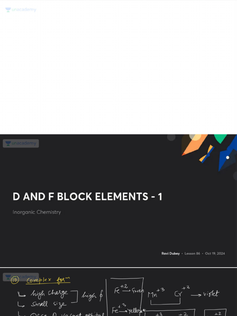 D AND F BLOCK ELEMENTS 1 With Anno | PDF