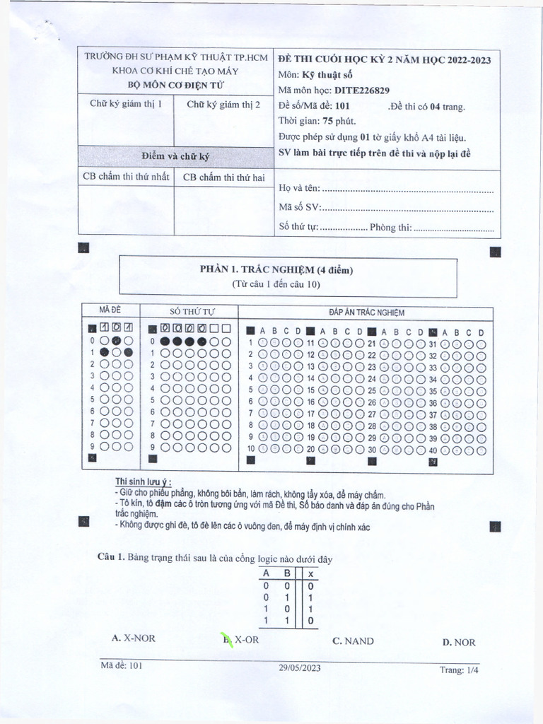 Đề - Đáp Án Hkii 2022 -2023 | PDF