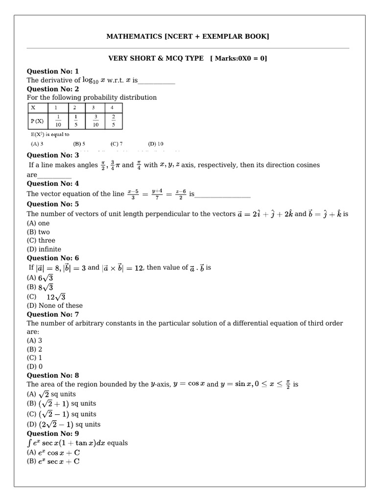 Math Exam Prep: NCERT & Exemplar | PDF | Function (Mathematics ...