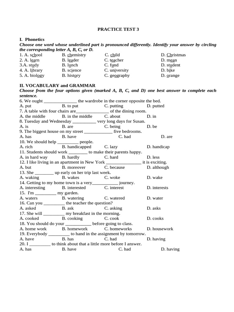 ENG8 - PRACTICE TEST 3 | PDF