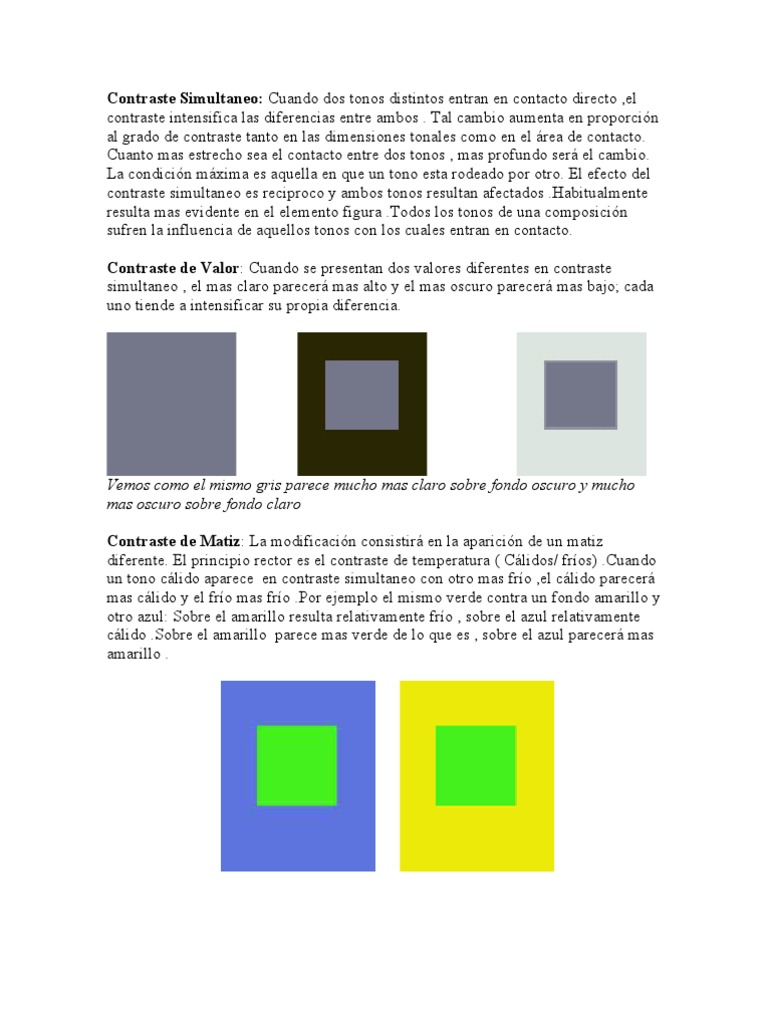 Tipos de Contraste Simultáneo en Color | PDF | Amarillo | Verde
