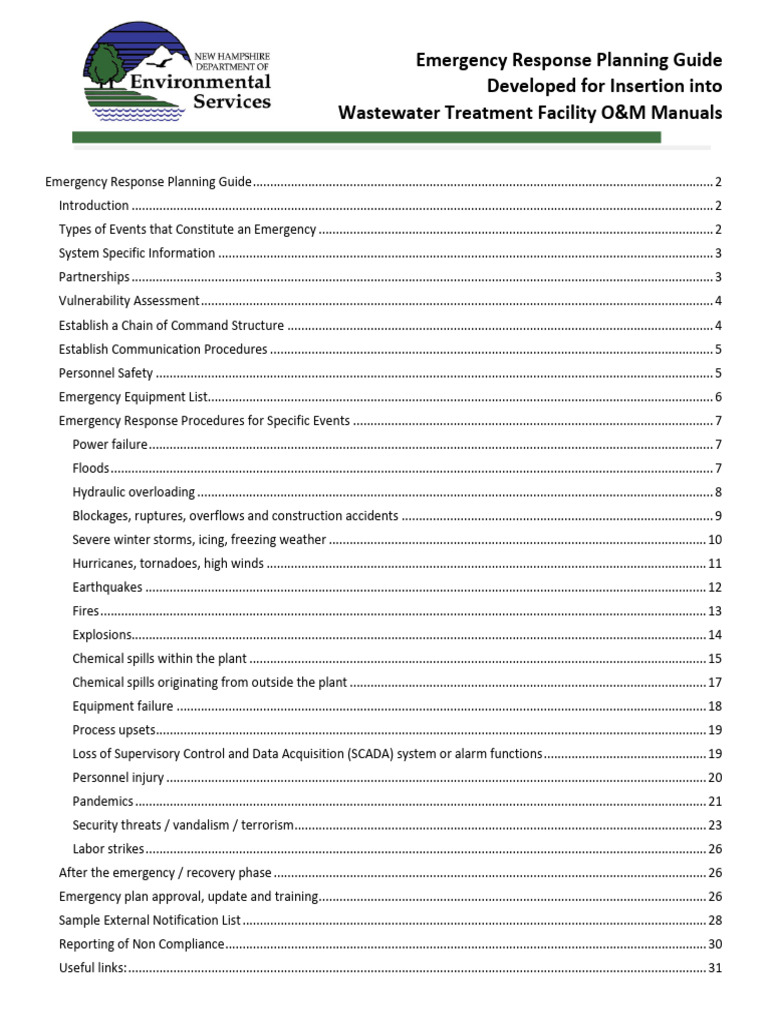 WW Emergency Response Guide | PDF | Flood | Sewage Treatment
