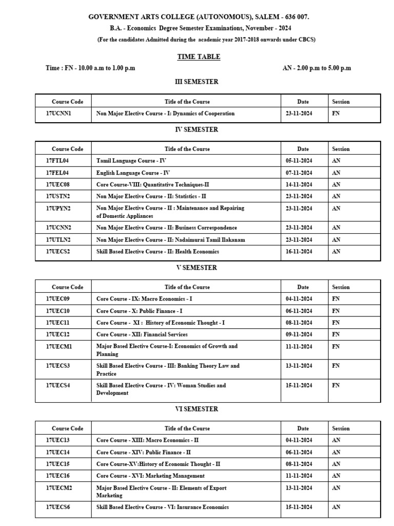 Time Table Nov 2024 Final Upload | PDF | Mathematical Analysis
