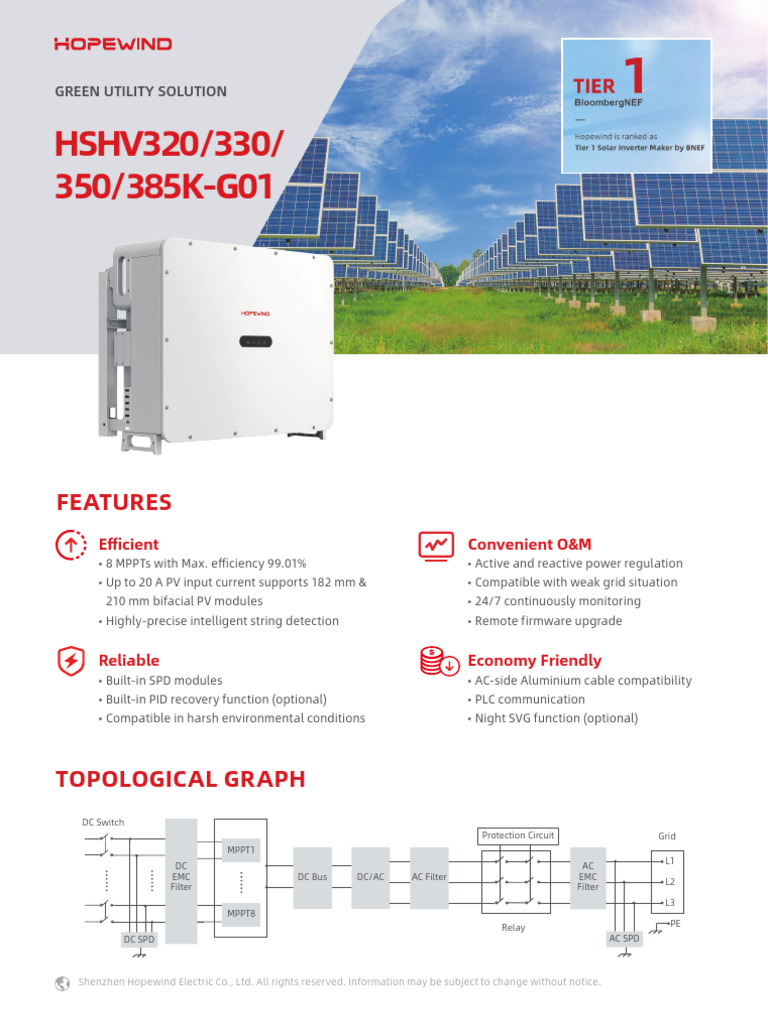 HSHV320-385K-G01 PV String Grid-Tied Inverter Datasheet V2.3 | PDF | Power Inverter ...