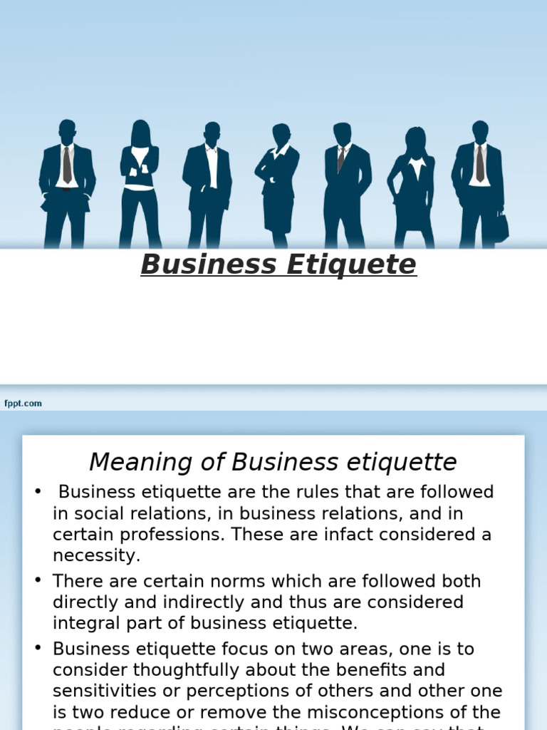 Business Etiquettes CFM | PDF | Tableware | Etiquette