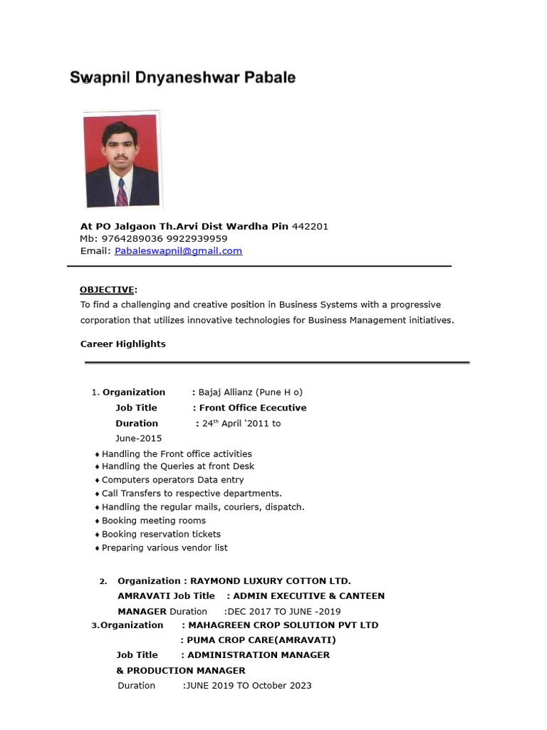 Swapnil Pabale Resume | PDF