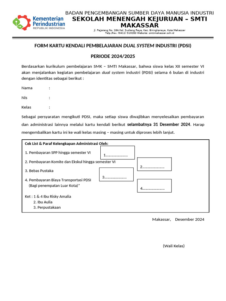Form Kartu Kendali PDSI | PDF