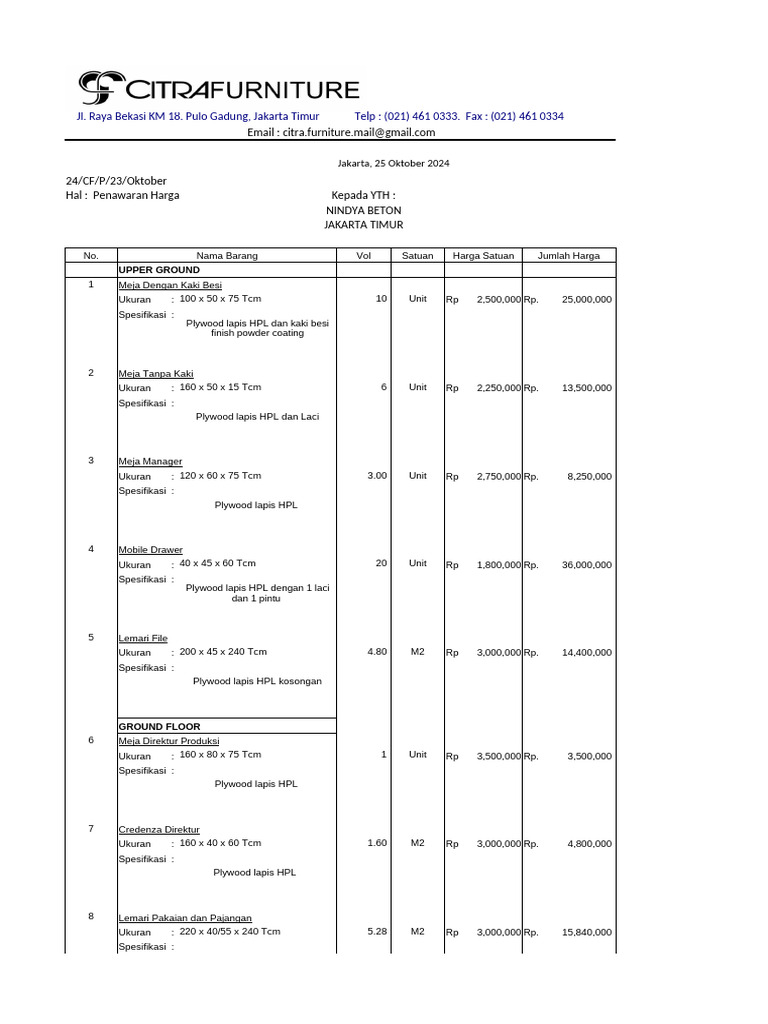 Penawaran Nindya Beton | PDF