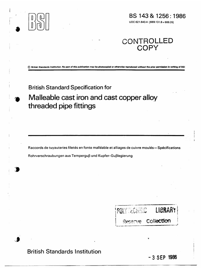 BS 143&1256 1986 | PDF