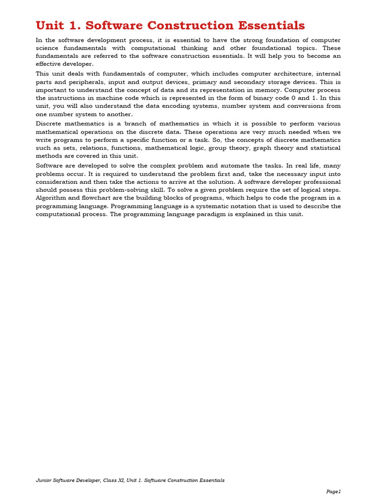 Unit 1. Software Construction Essentials-26.8.2022 | PDF | Usb Flash ...