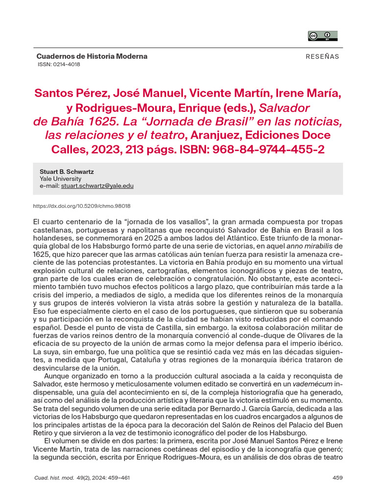 Review by Stuart Schwartz in Cuadernos D | PDF