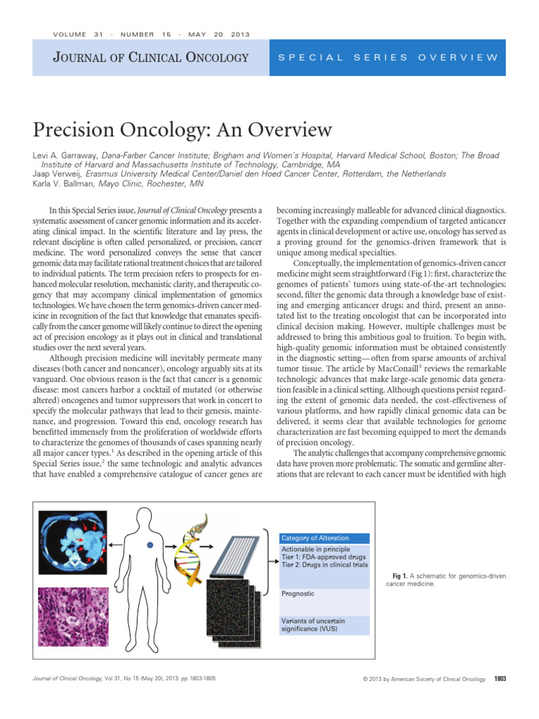 Precision-Oncology_An-Overview_Garraway_JCO | PDF | Personalized Medicine | Cancer