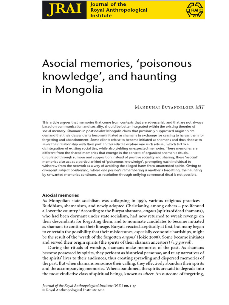 Buyandelger Asocial Memories | PDF | Shamanism | Rituals