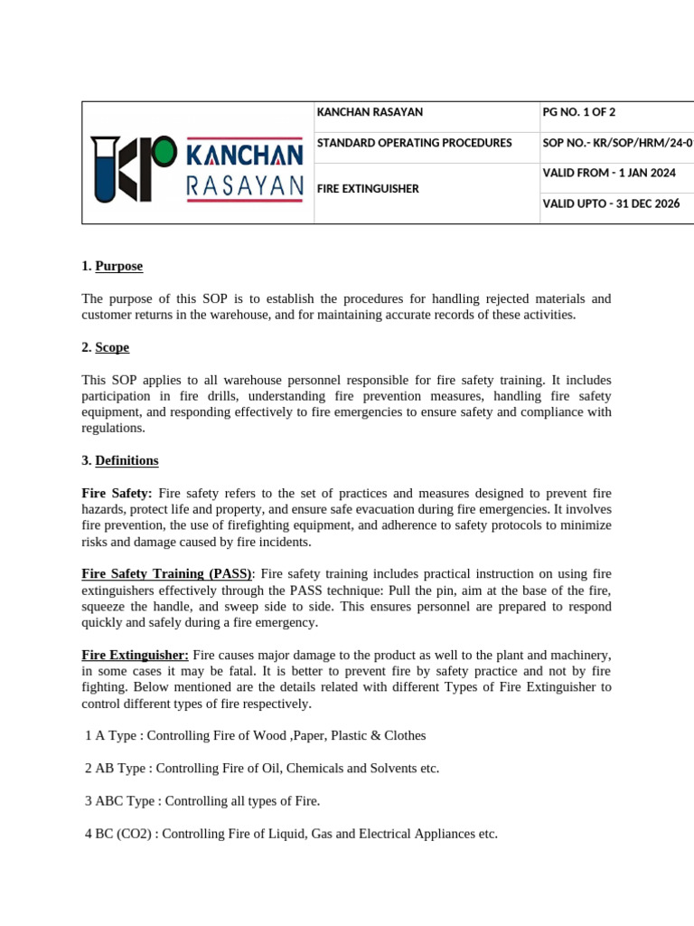 15-KR-SOP-HRM-24-01 Handling of Rejected Materials, Returns, and ...