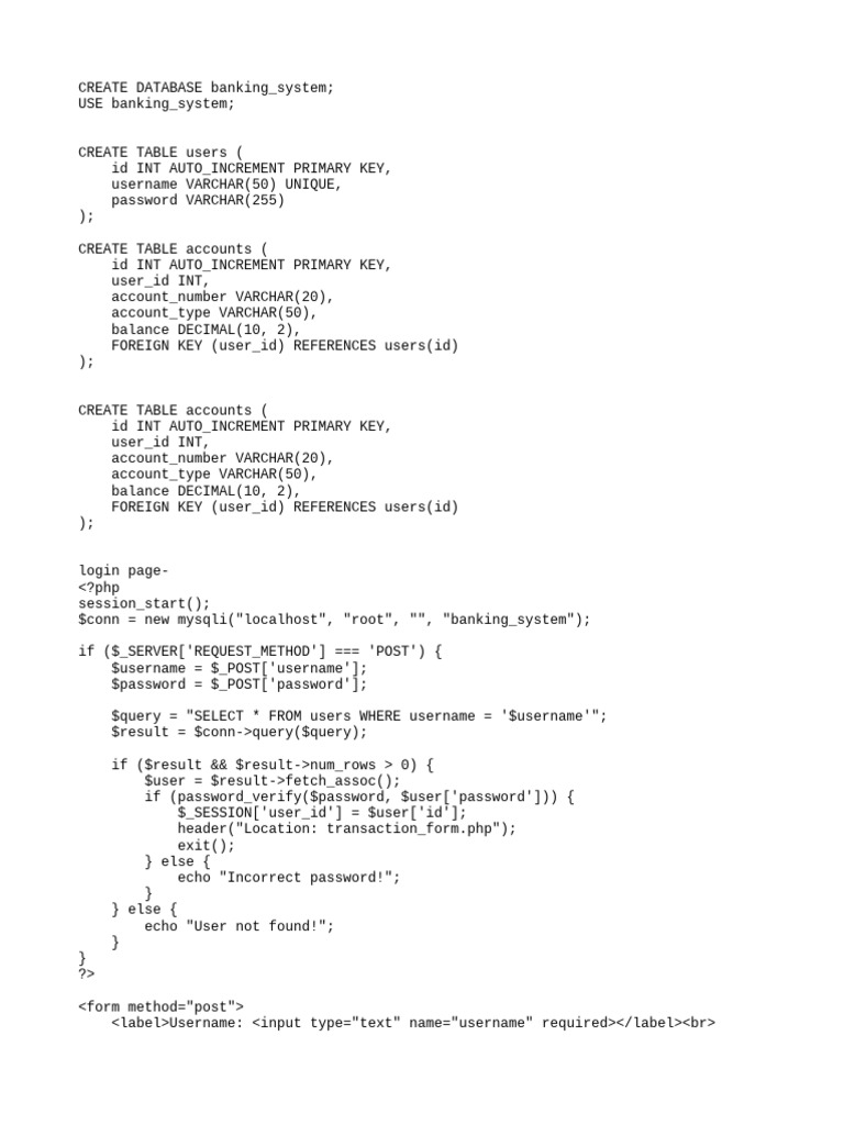 Banking system | PDF | User (Computing) | Database Transaction
