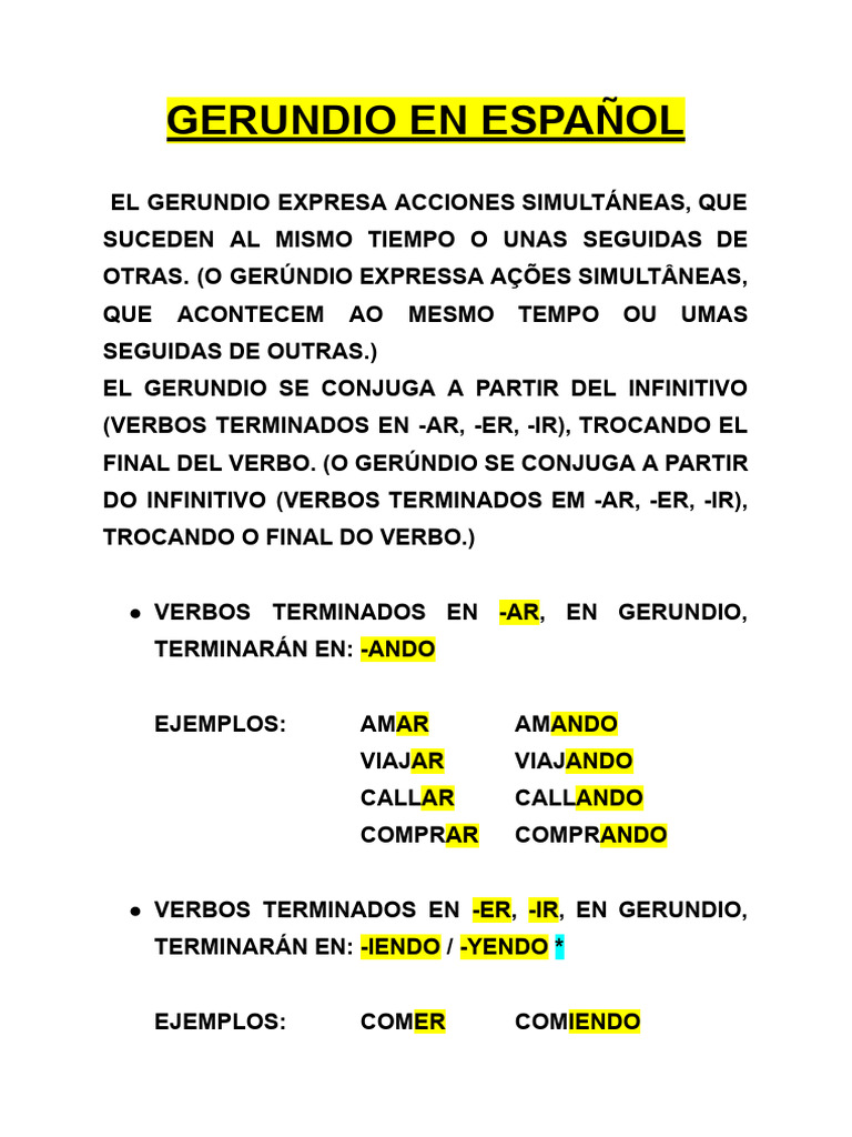 El Gerundio en Español: Uso y Ejemplos | PDF