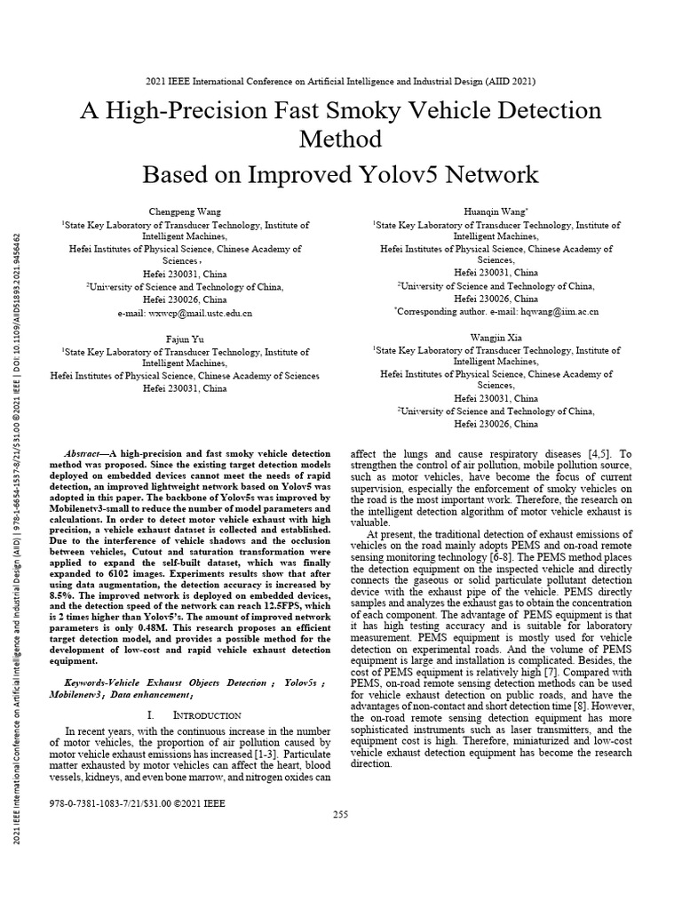 A High-Precision Fast Smoky Vehicle Detection Method Based On Improved Yolov5 Network | PDF ...