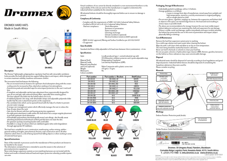 Technical Datasheet Dromex Hard Hat 1 | PDF | Ultraviolet | Paint