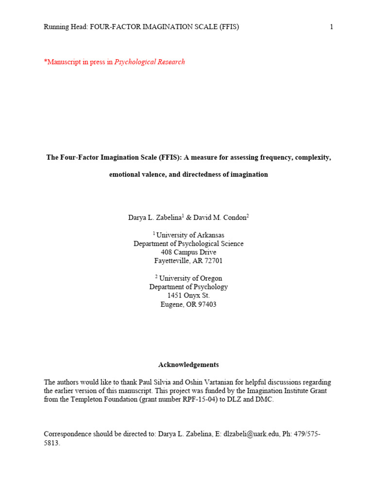 Zabelina-Condon-The Four-Factor Imagination Scale-In Press | PDF ...