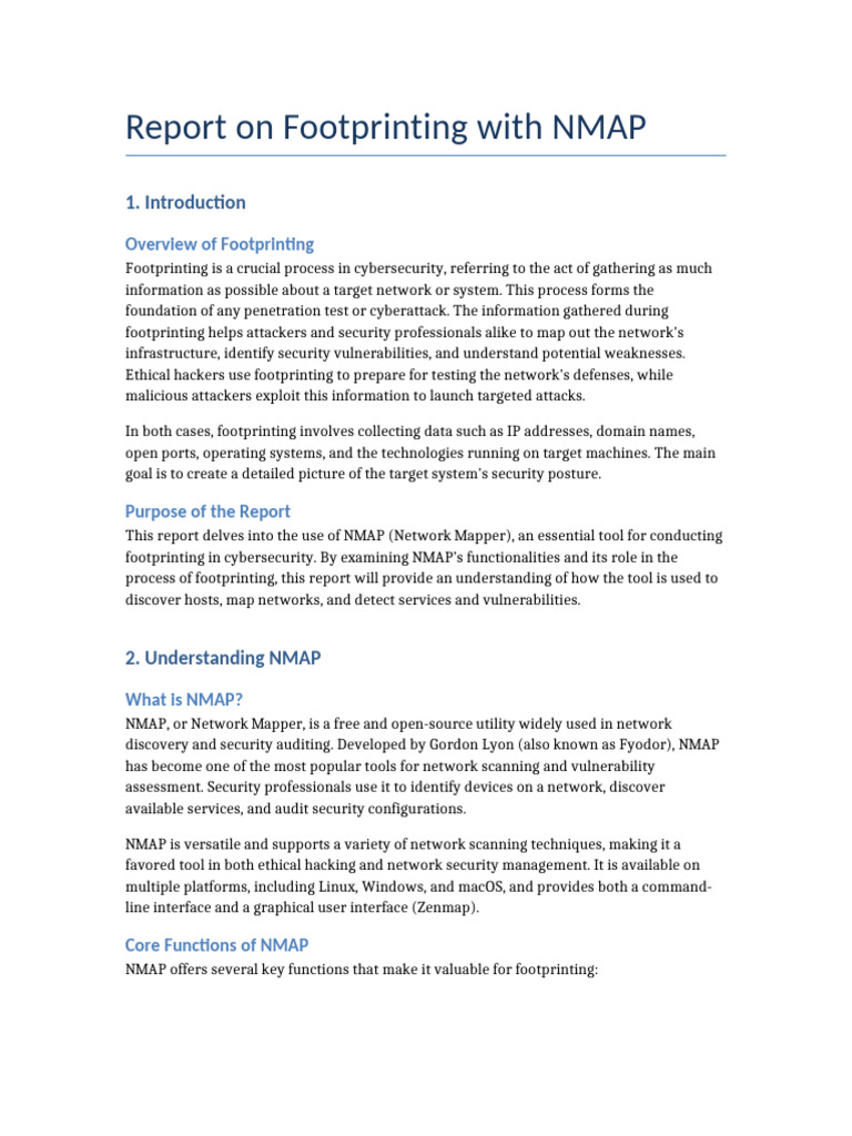 NMAP for Effective Cybersecurity Footprinting | PDF | Security ...