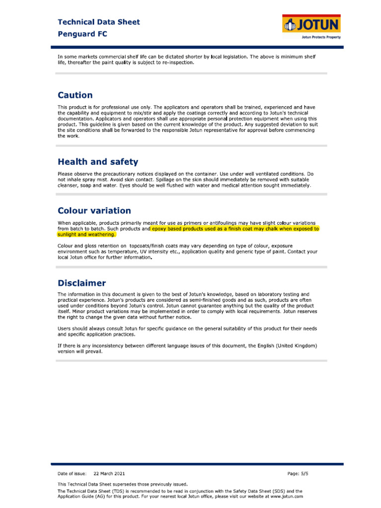 Penguard FC Data Sheet | PDF