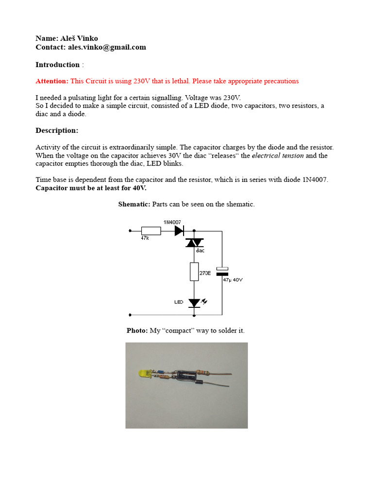230V Pulsating LED Circuit Guide | PDF
