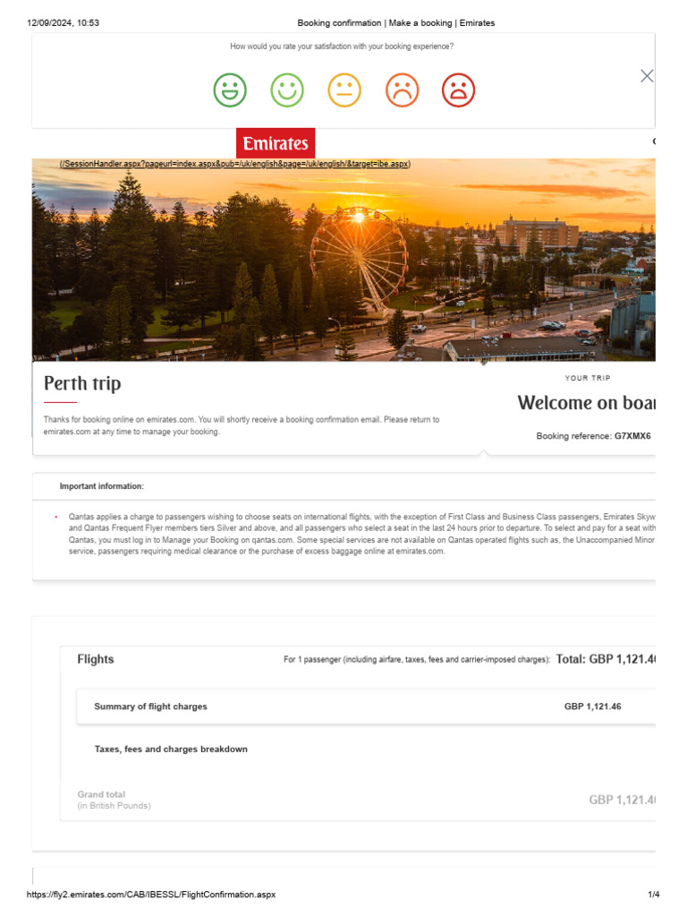 Emirates Flight Booking Details | PDF | Emirates (Airline) | Aviation