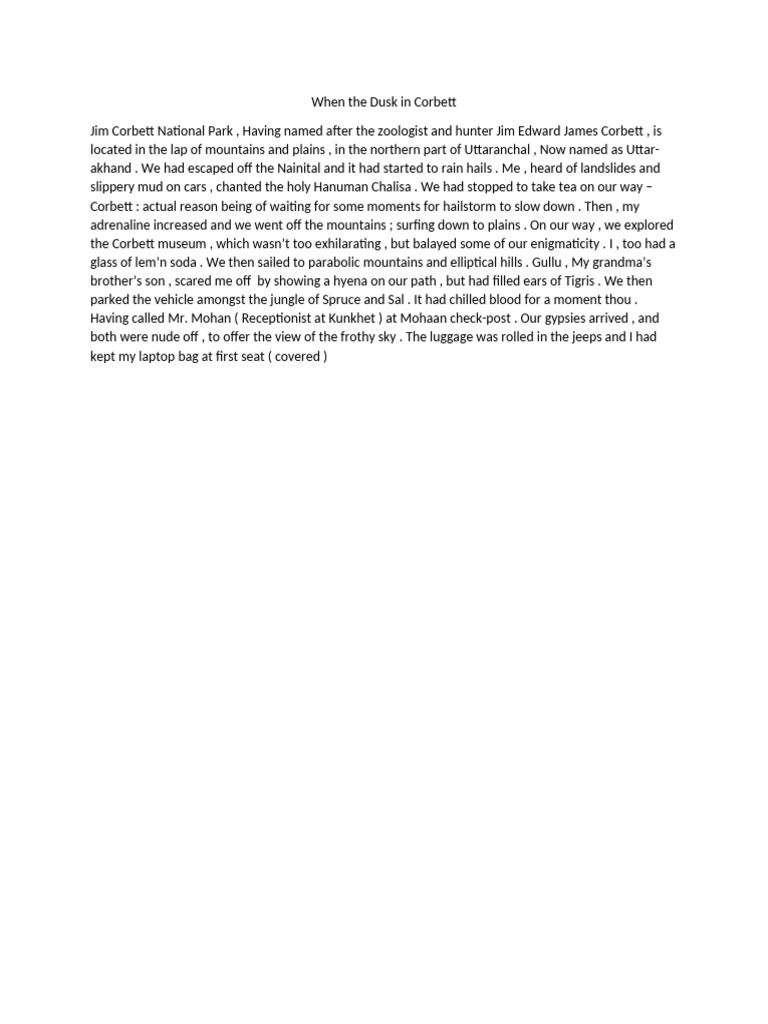 20th March, A Mark in Corbett | PDF