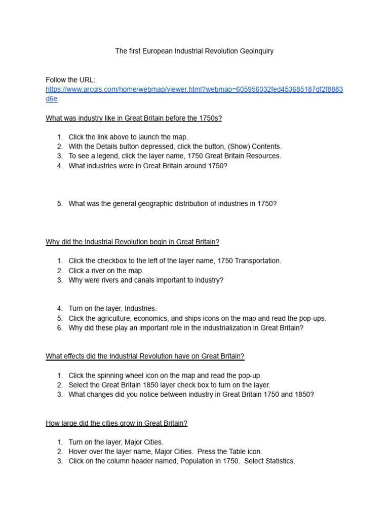 The First European Industrial Revolution Geoinquiry | PDF