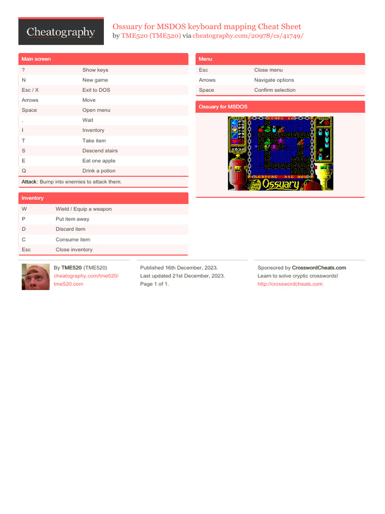Tme520 - Ossuary For Msdos Keyboard Mapping | PDF