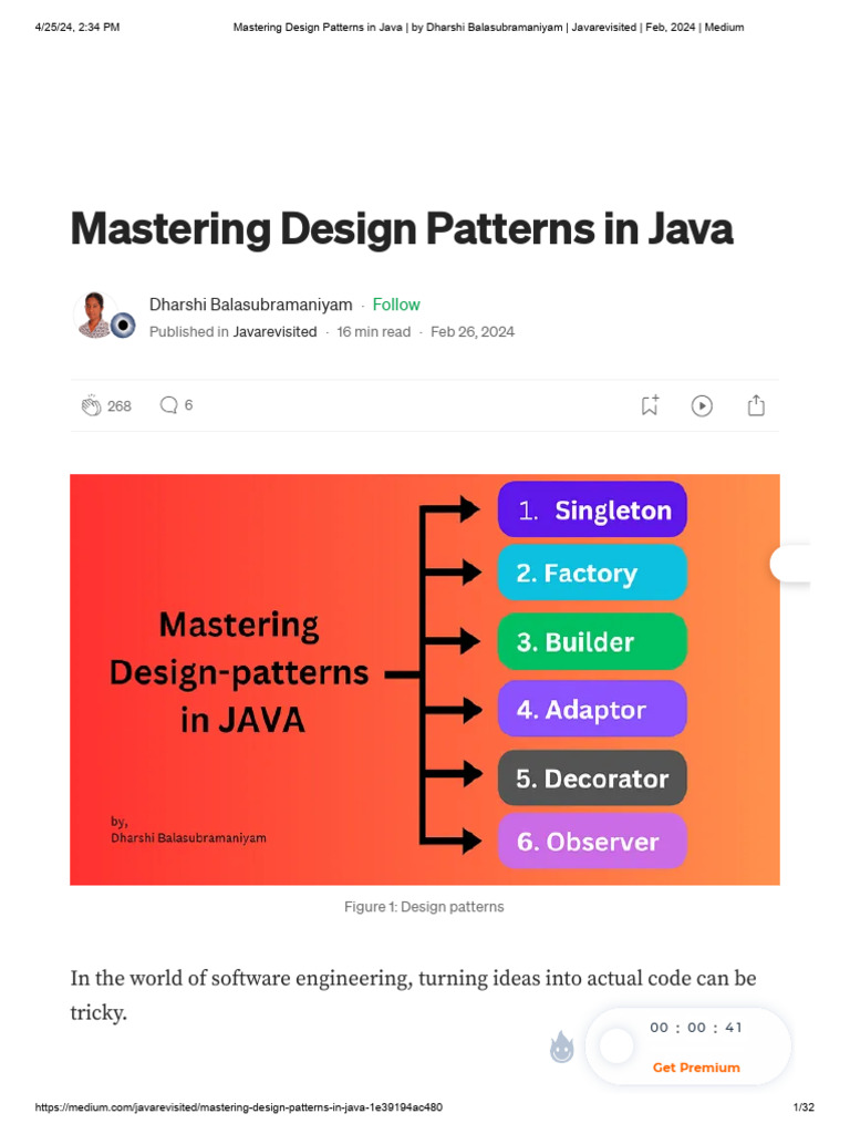 Mastering Design Patterns in Java - by Dharshi Balasubramaniyam - Javarevisited - Feb, 2024 ...