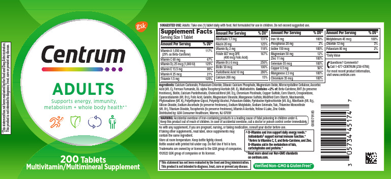 Lbl 00000767 Web Ready Centrum Adults (Version 2) | PDF | Magnesium ...