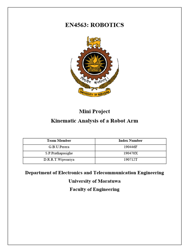 Robotics Mini Project | PDF | Robotics