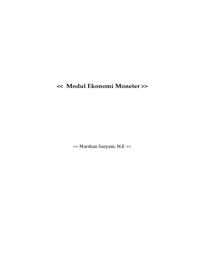 Modul Mardian Suryani Ekonomi Moneter (1) | PDF
