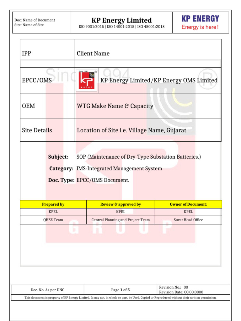 Substation Battery Maintenance SOP | PDF | Voltage | Corrosion