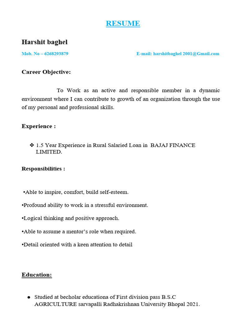 Harshit Baghel Resume00 | PDF