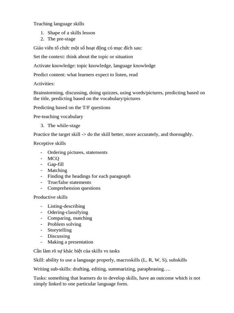 Effective Language Skills Teaching Strategies | PDF