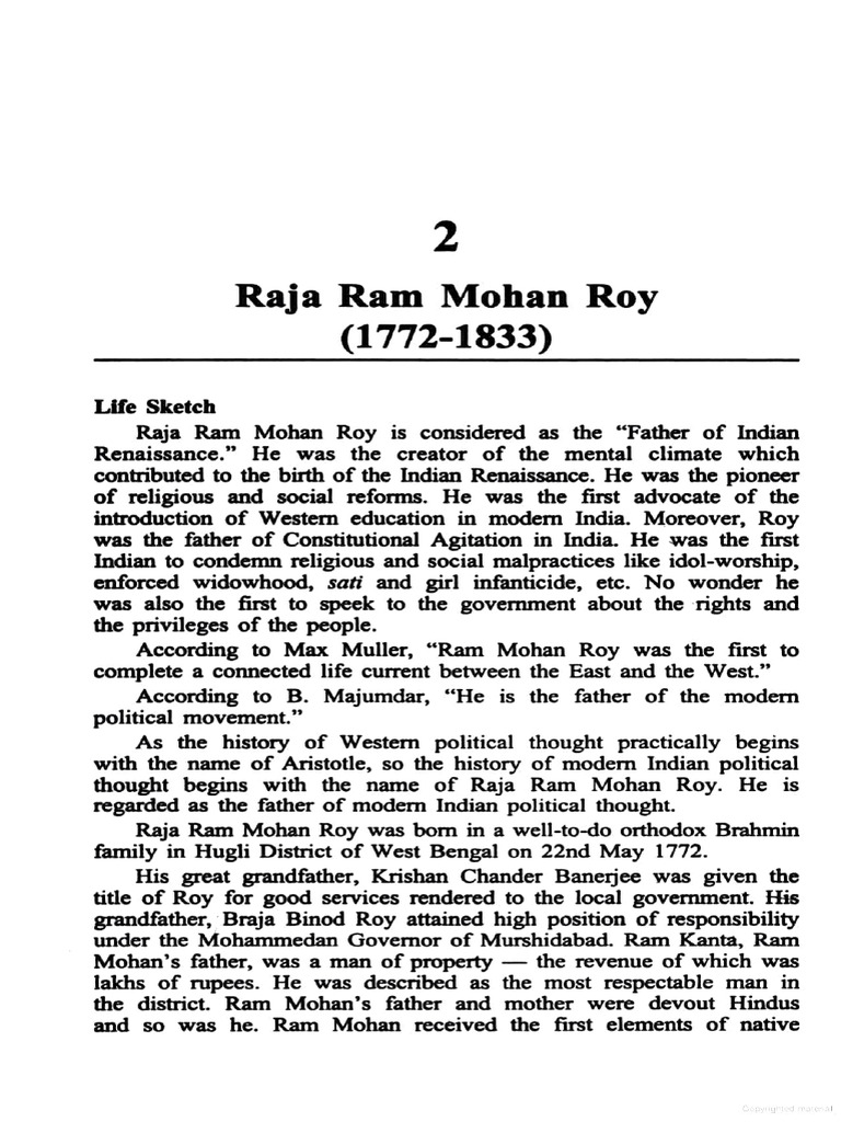 Raja Ram Mohan Roy: Father of Indian Renaissance | PDF | Idolatry | Rights