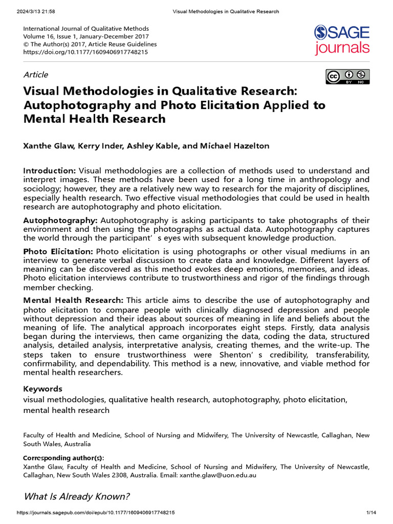Visual Methodologies in Qualitative Research | PDF | Qualitative ...