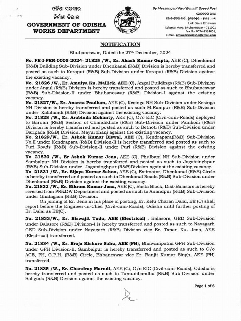 Transfer & Posting of AEEs Dt. 27.12.2024 | PDF