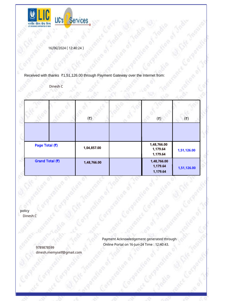 LIC Advance Premium Deposit Receipt | PDF | Payments