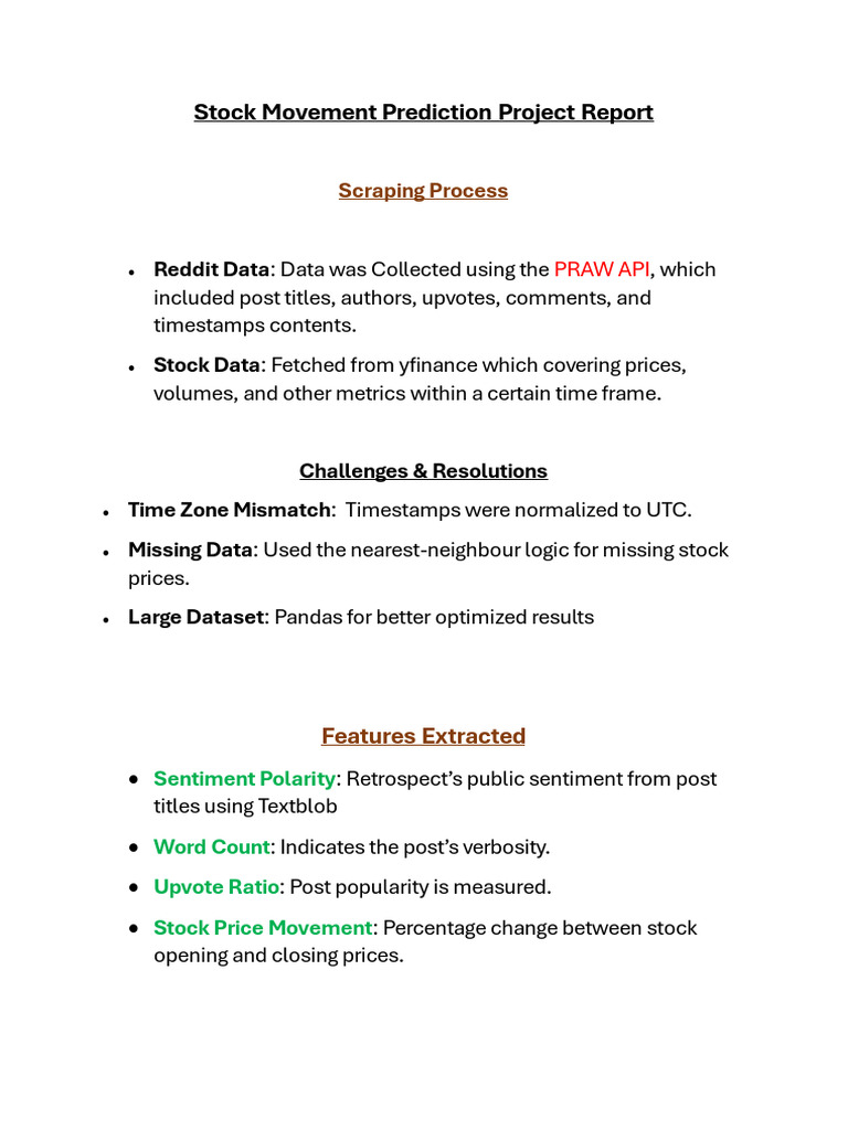 Stock Movement Prediction Project Report | PDF