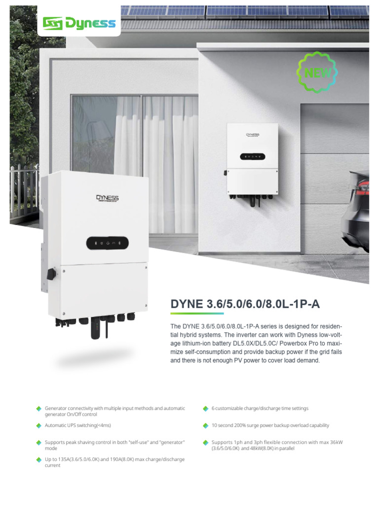 Dyness Dyne 3.6 5.0 6.0 8.0L-1P-A DataSheet | PDF | Power Inverter | Electrical Equipment