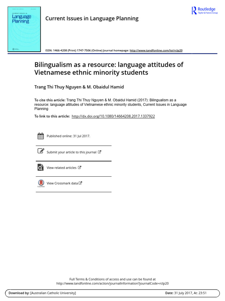 Language Attitudes of Bilingualism Sts | PDF | Multilingualism ...