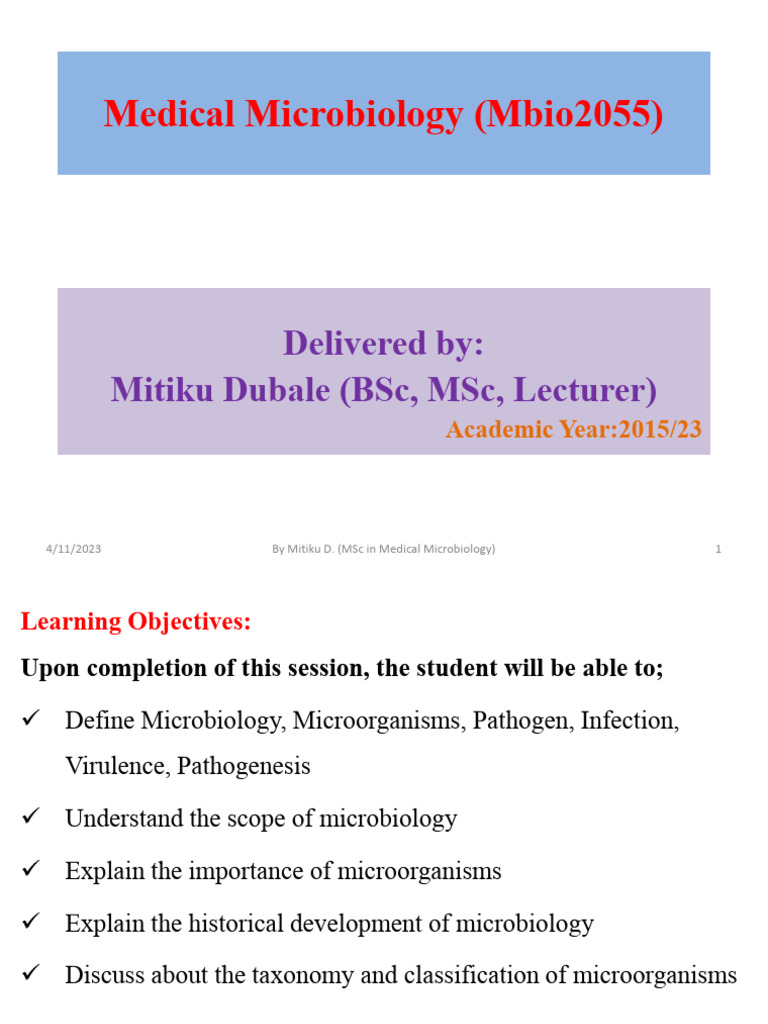 Medical Micro 1. 1 Introduction | PDF | Microbiology | Infection