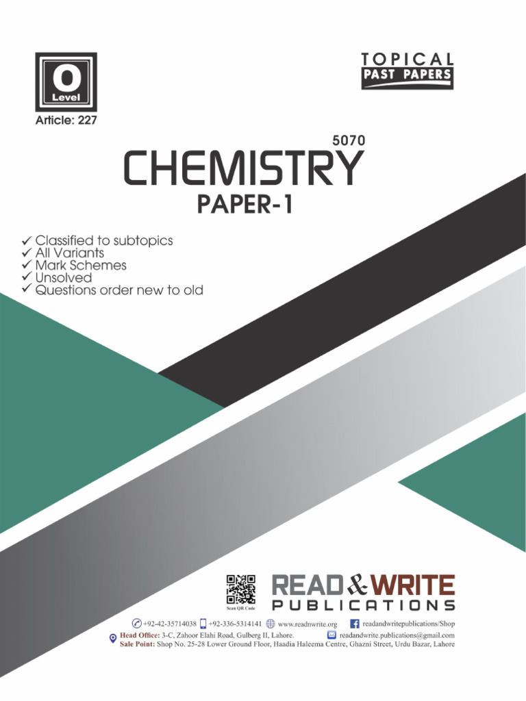 227 Chemistry O-Level P1 MCQ's Book | PDF | Chemical Reactions | Oxide