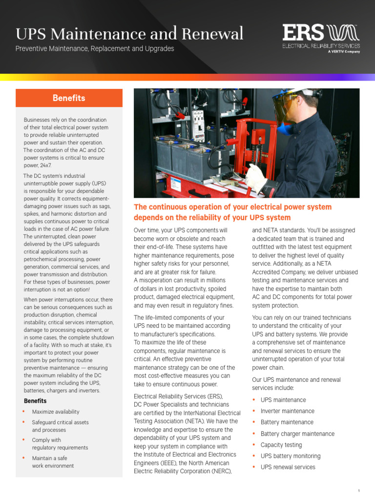 ERS UPS Maintenance and Renewal 329882 | PDF | Power Inverter | Battery ...